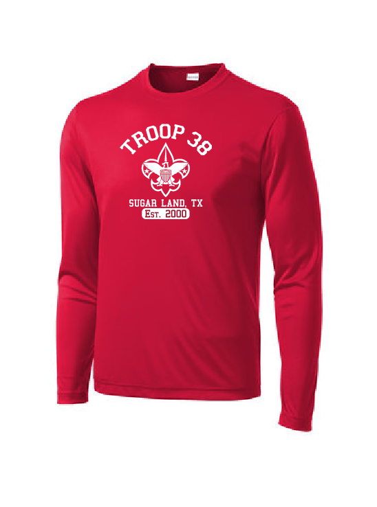 ST350LS/YST350LS Red - Unisex Cut Long Sleeve Drifit T-shirt (Troop 38)